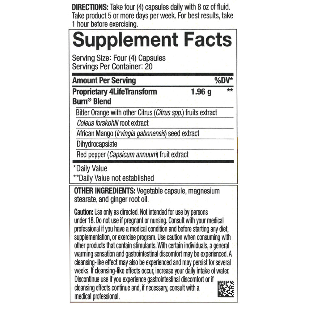 4LifeTransform Burn -Mezcla termogénica para quemar grasa – 4Life Espanol